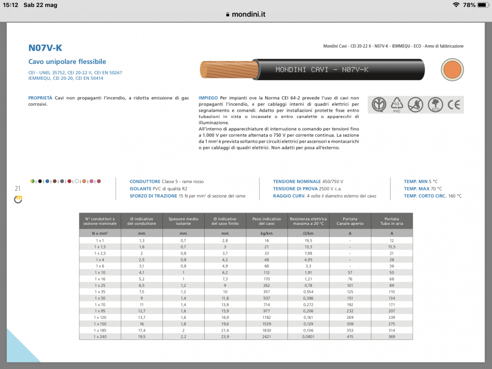 Sezione Cavo Altri Argomenti Elettrici PLC Forum